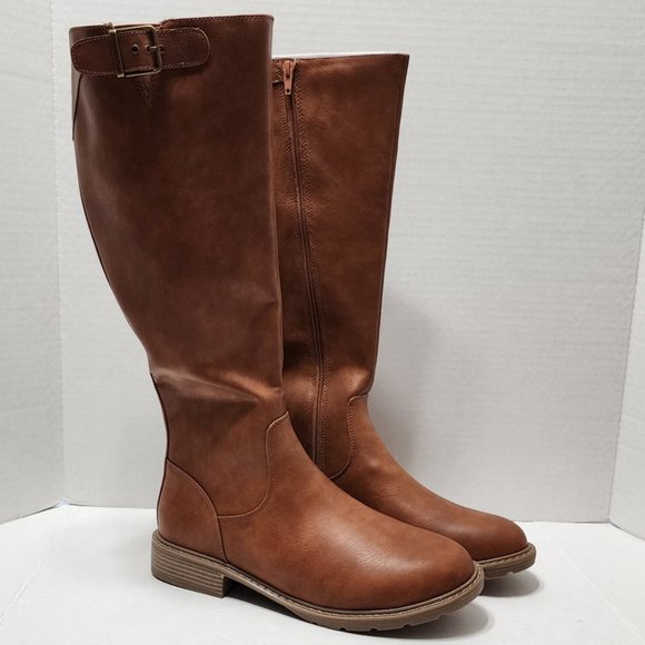 Time and Tru | Shoes | New Time And Tru Tall Riding Boots Cognac Size 1 ...